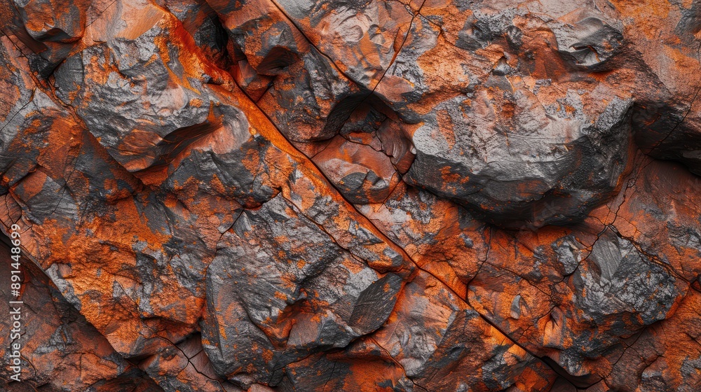 Dark red orange brown rock texture with cracks. Close-up. Rough ...
