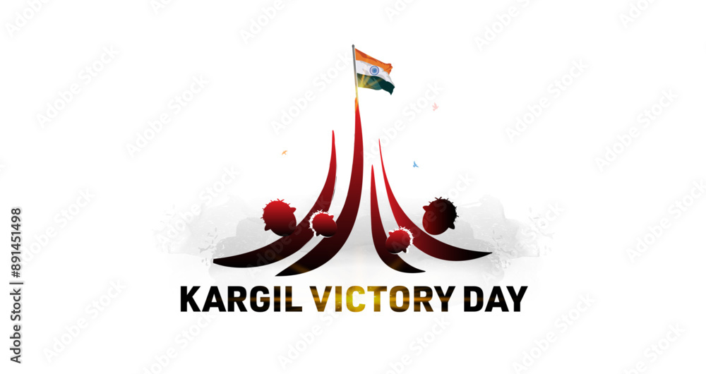 Indian army holding tricolor flag logo. kargil vijay diwas or victory ...