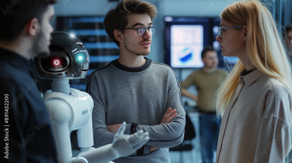 Group of International Students Listening to Their Female Robotics ...