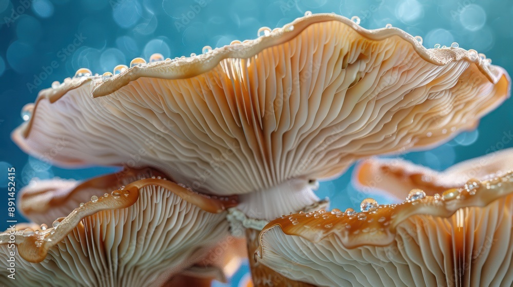 mushrooms on blue background, Close up of a mushroom, Giant clam ...