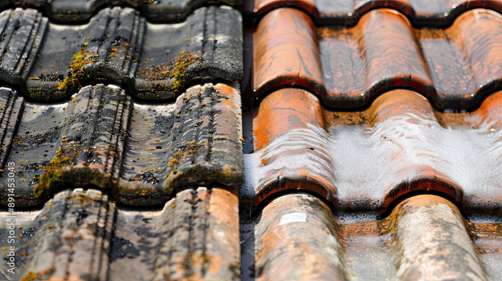 Comparison of Rooftop Before and After Cleaning, Roof Cleaning Results ...