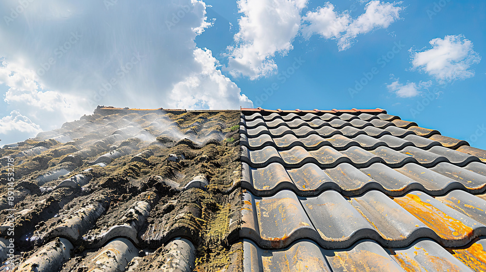 Comparison of Rooftop Before and After Cleaning, Roof Cleaning Results ...
