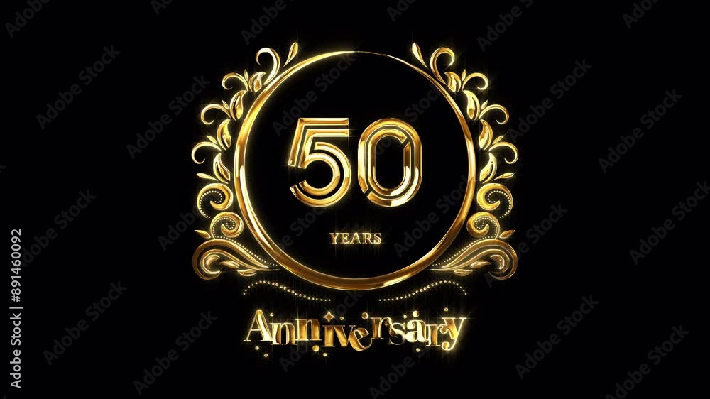 50th Anniversary Celebration. Golden 50 Years Anniversary Animation in ...