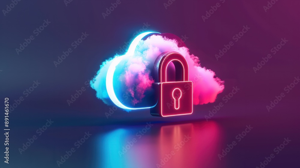 Abstract illustration of cloud security services, stylized cloud icon ...