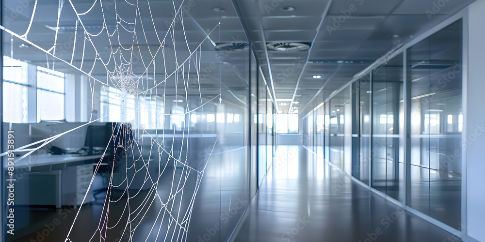 Vacant office with spider webs symbolizes labor shortage and lack of ...