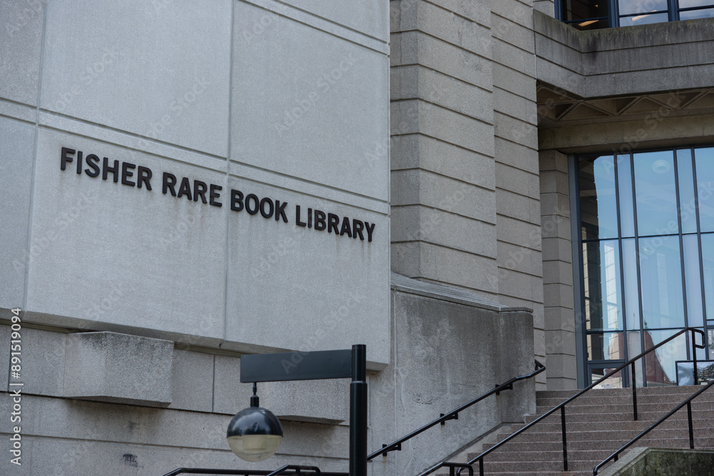 exterior building and sign of Thomas Fisher Rare Book Library located ...