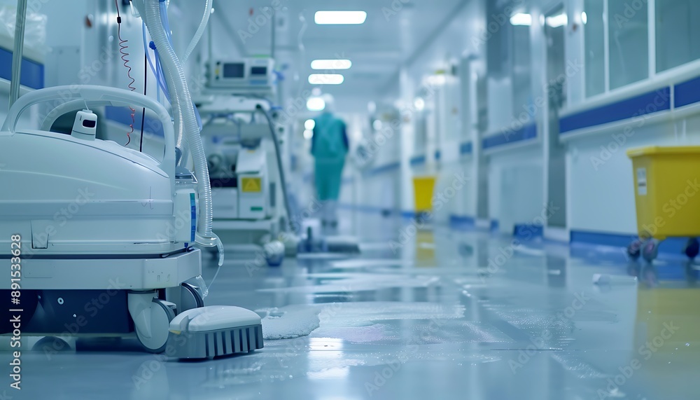 High-tech cleaning equipment used by janitors to maintain a sterile ...