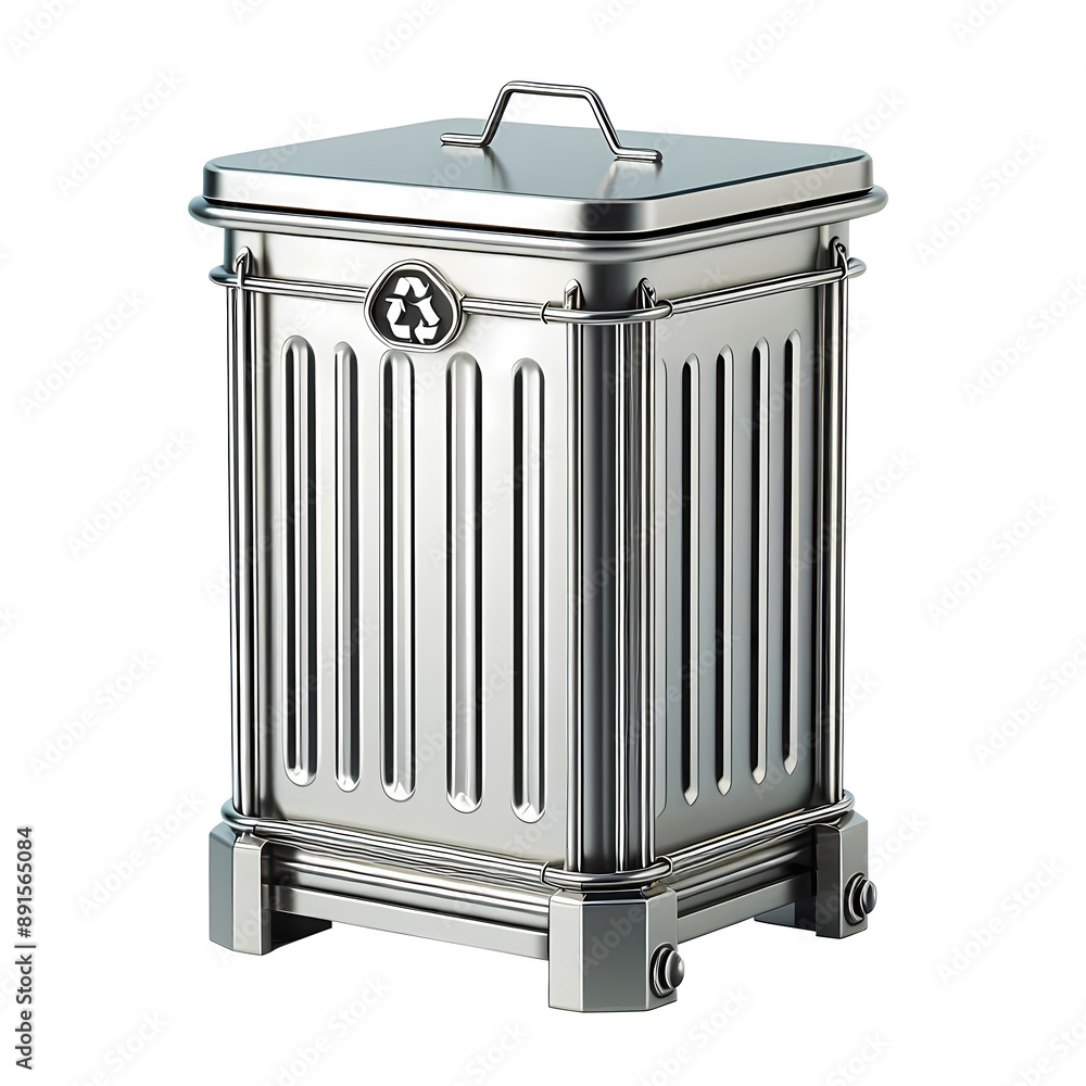 Steel trash can, Recycle bin, closed trashcan, box shaped trashcan ...