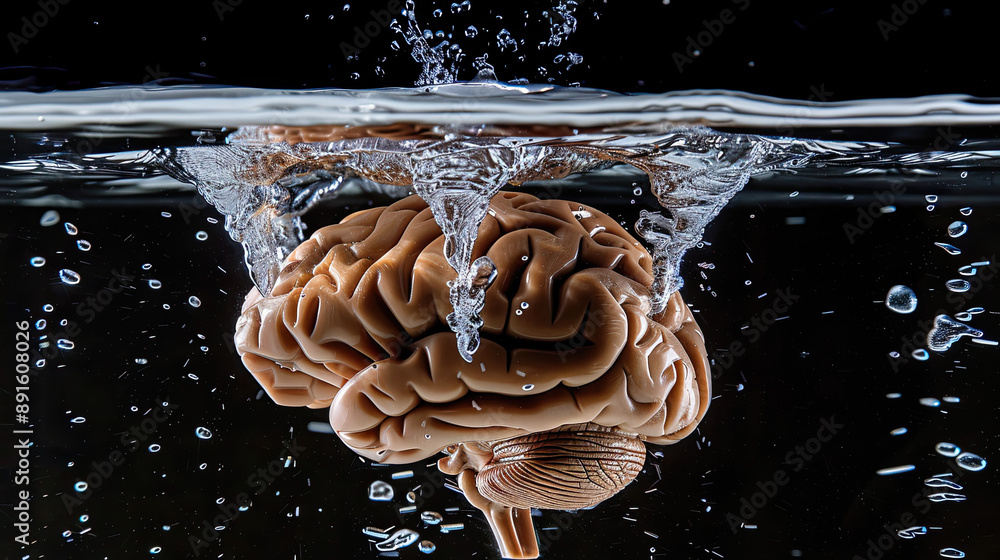 Human Brain Submerged in Water, Concept of Brainwashing, Mental ...