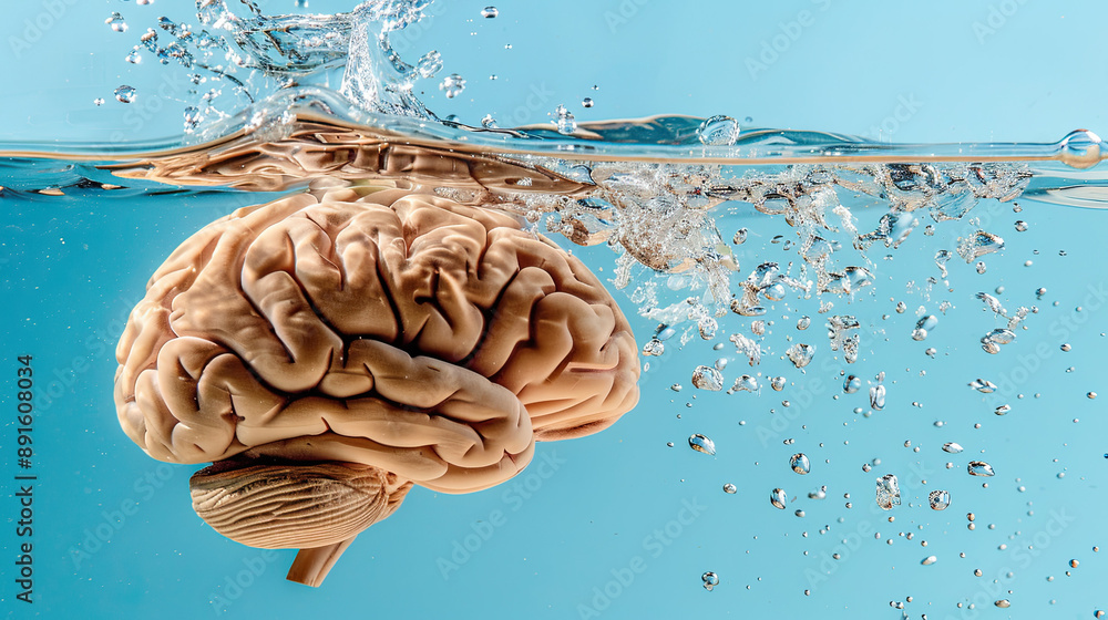 Human Brain Submerged in Water, Concept of Brainwashing, Mental ...