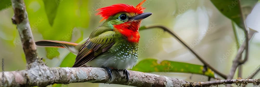 Amazonian Royal Flycatcher with its vibrant crest displayed in the ...