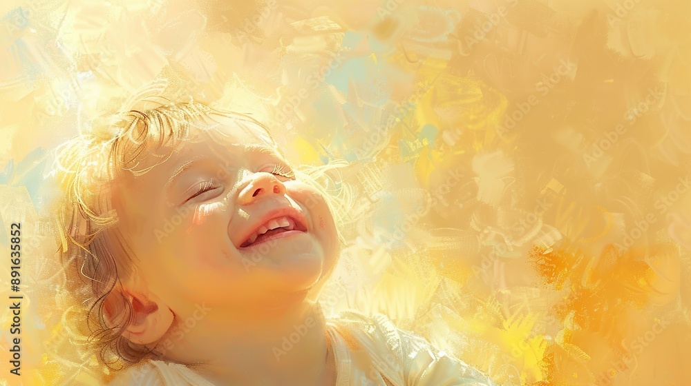 painting capturing the moment when a baby experiences their first belly ...