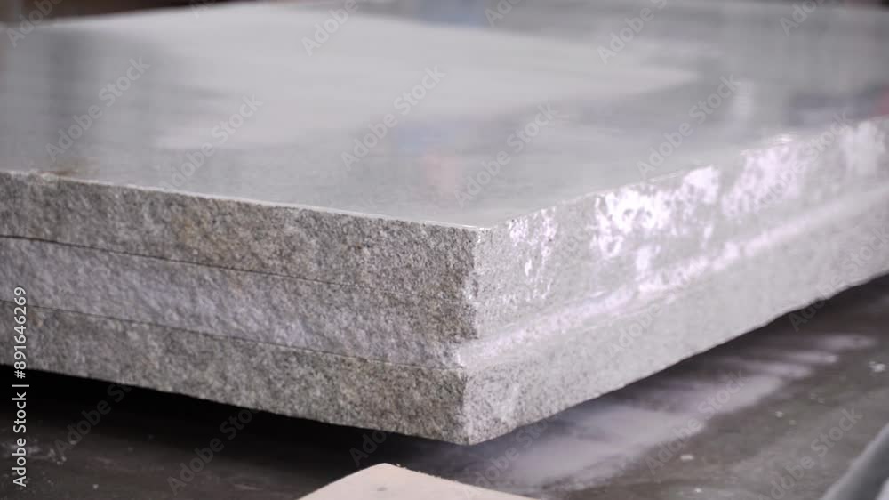 Multiple natural granite stone sheets are produced at the modern ...