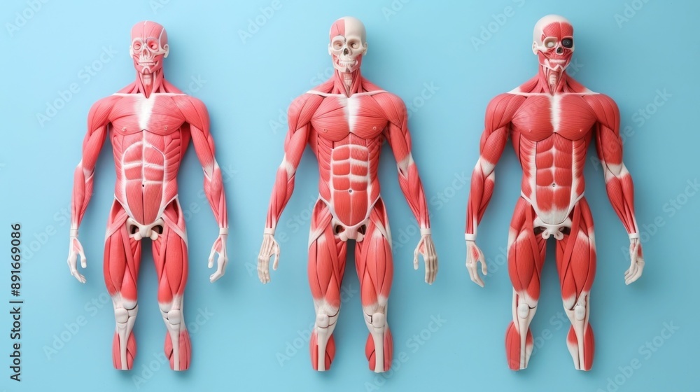 Detailed 3D of the Human Muscular System Infographic with Deep Depth of ...