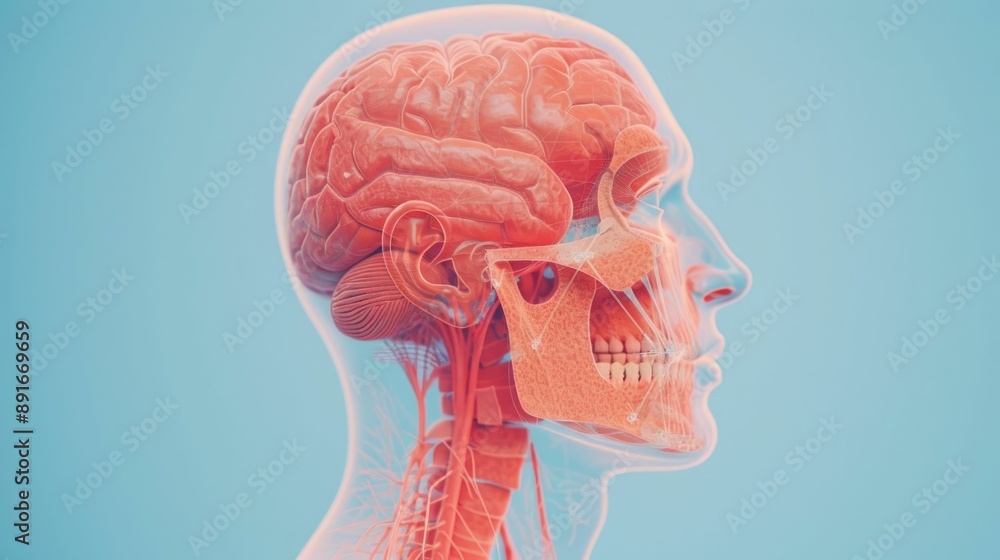 Highly detailed 3D cross section of the human brain s inner ear balance ...