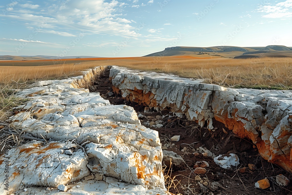 Ravine formed by soil erosion. Stone dry ravine, result of wind and ...