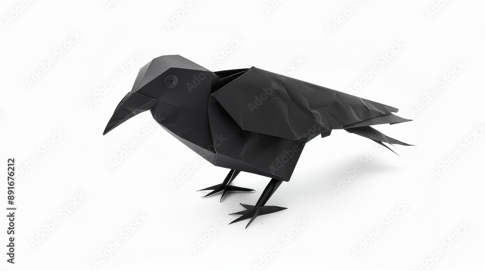 Animal concept paper origami isolated on white background of a black ...