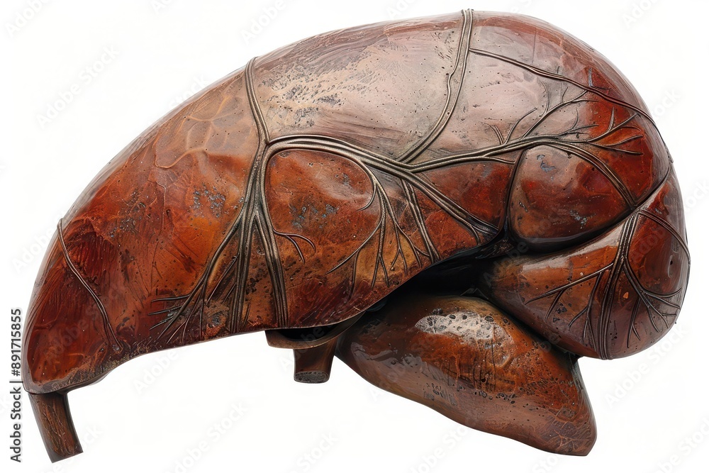 Detailed model of a human liver for educational purposes, showcasing ...