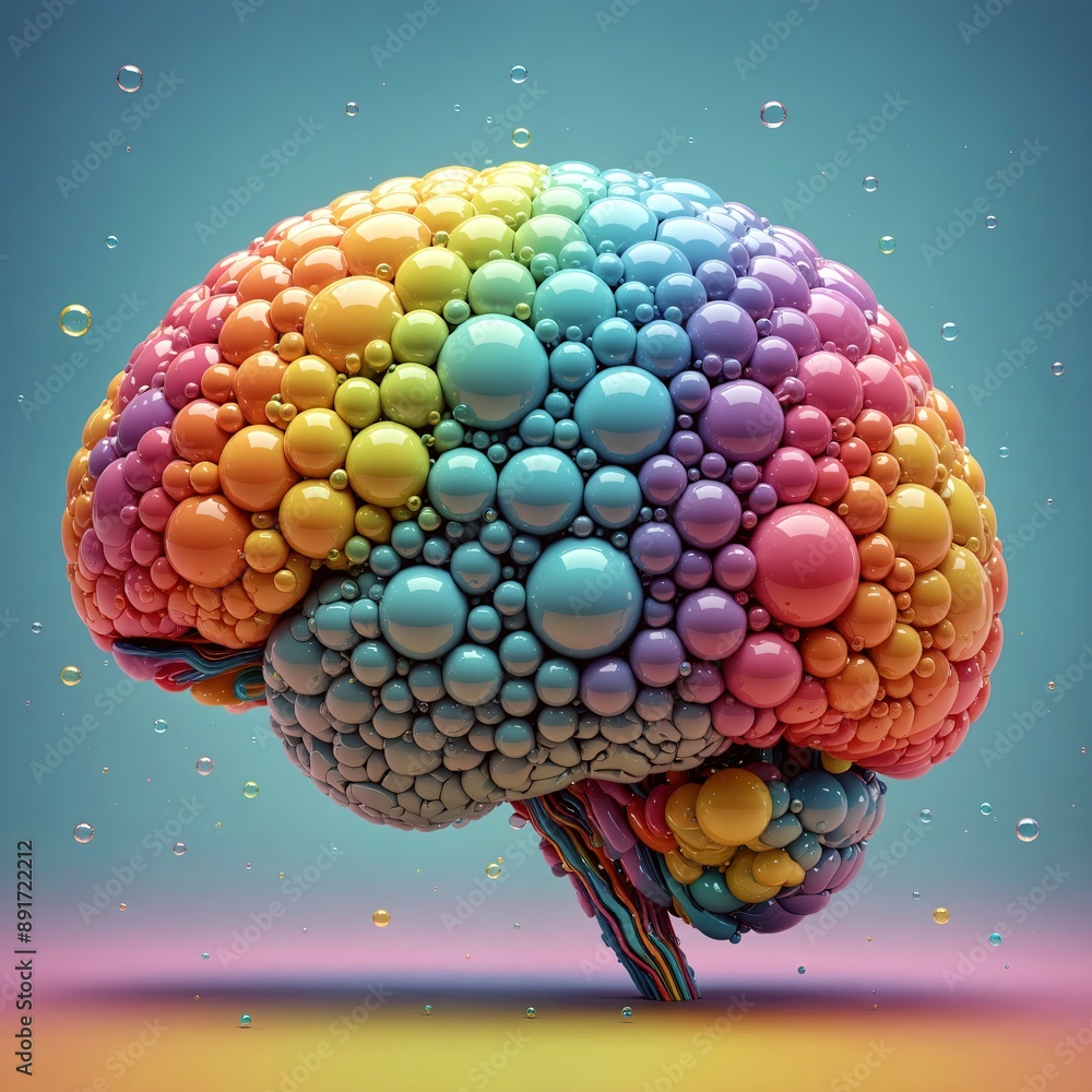 Cerebro multicolorido, conformado de estructuras circulares de ...