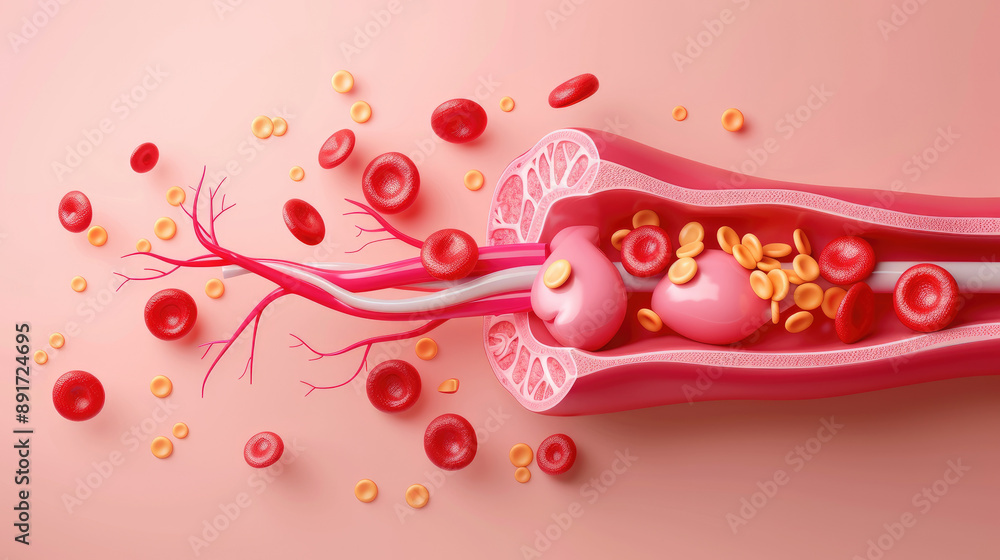 Explore a flat design illustration showcasing an artery cross section ...