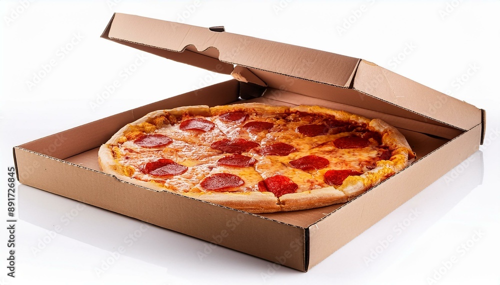 pizza box pepperoni inside top open photo transparent background ...
