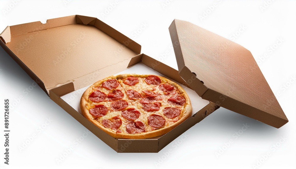 pizza box pepperoni inside top open photo transparent background ...