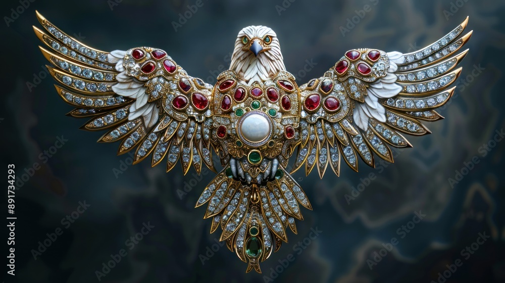 Eagle bird styled luxury precious stones and diamonds and gold ...