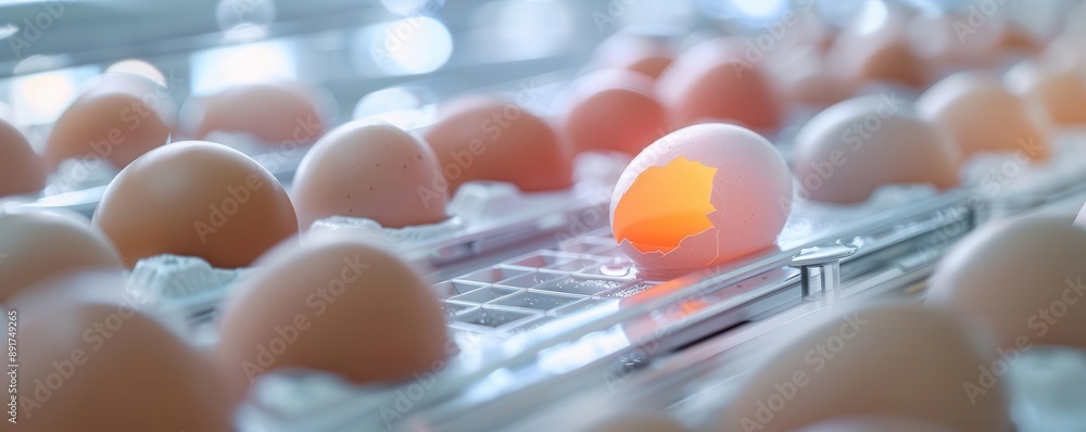 Incubation experiment with chicken eggs, temperature control, hatching ...