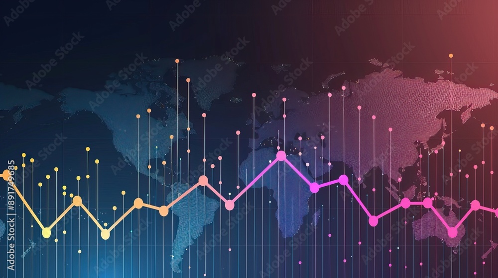 Global Economic Crisis Visualized. World map and graphs. High quality ...