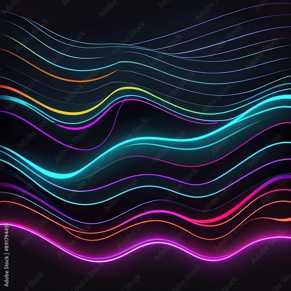 Neon Wave Symphony: A vibrant symphony of neon light streaks across a ...