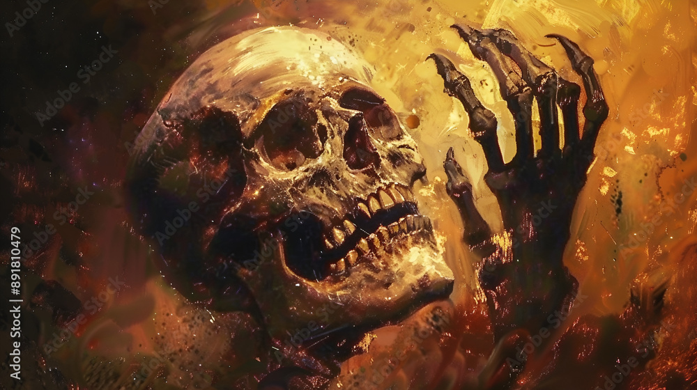 A dark and mysterious scene depicting the practice of necromancy. The ...