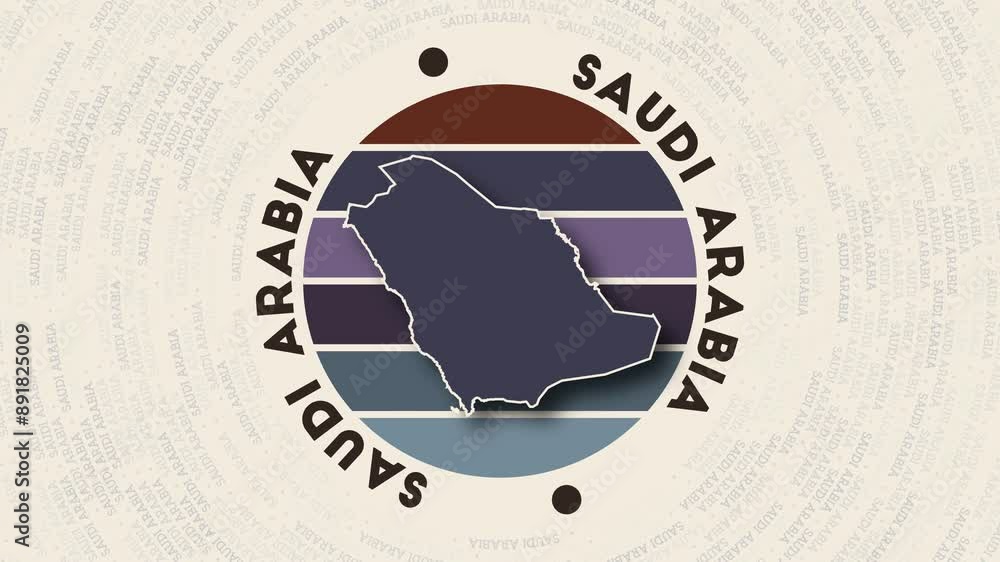 Saudi Arabia logo intro. Badge with the circular name and map of the ...