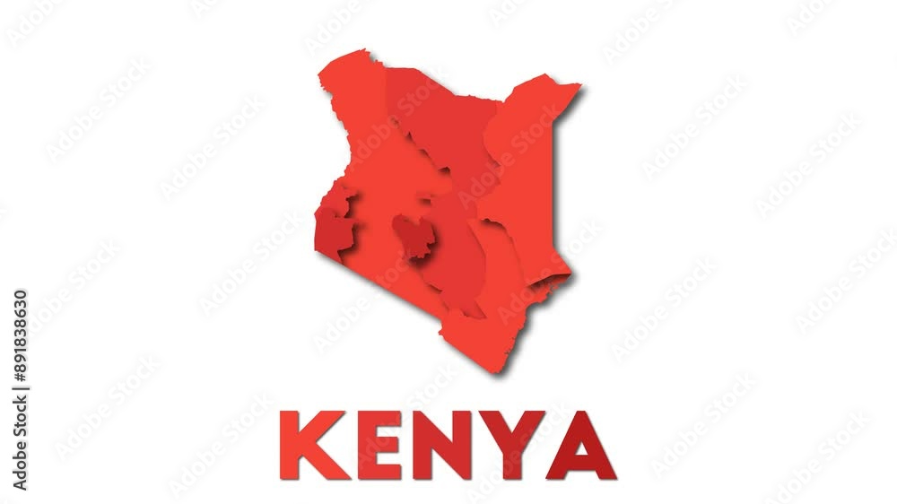 Kenya map showing regions. Animated country map with title. 4k ...