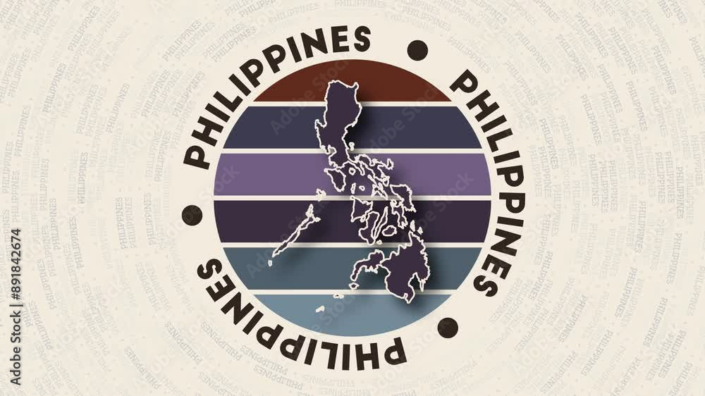 Philippines logo intro. Badge with the circular name and map of the ...