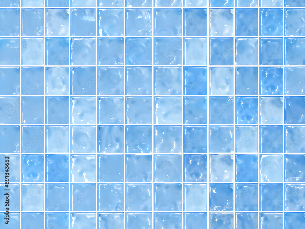 Blue tiles bathroom. Classic ceramic seamless pattern. Square swimming ...
