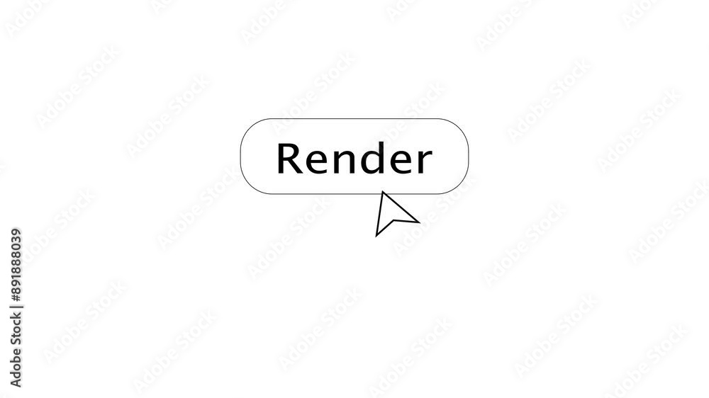 Render button click animation with arrow. White background, 4K ...