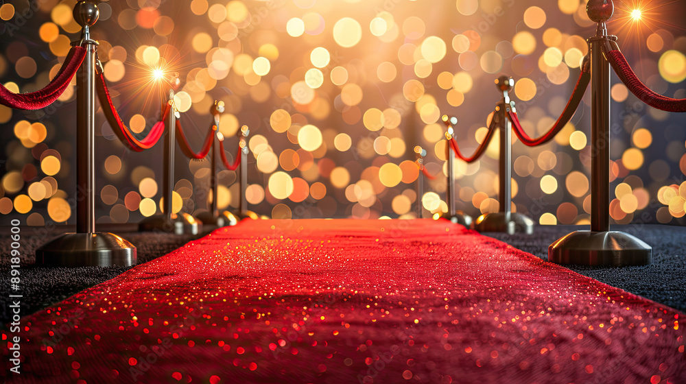 Red Carpet Rolling Out in Front of Glamorous Movie Premiere Background ...