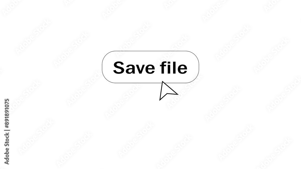 Save file button click animation with arrow. White background, 4K ...