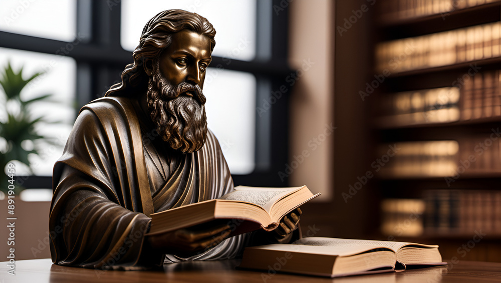 person reading a book,Marble ancient greek statue in the beauty salon ...