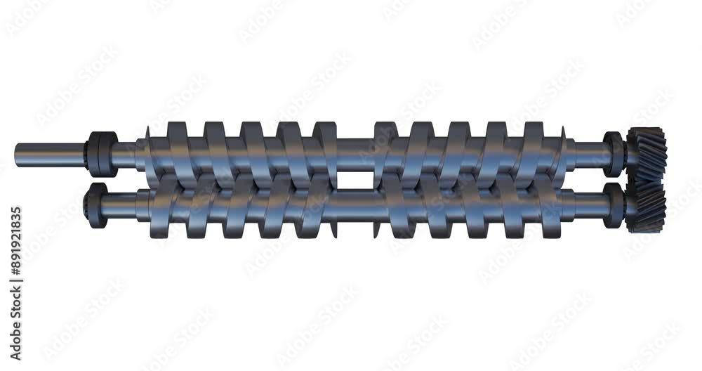 Twin screw pump/compressor animation; double screw rotor rotation ...