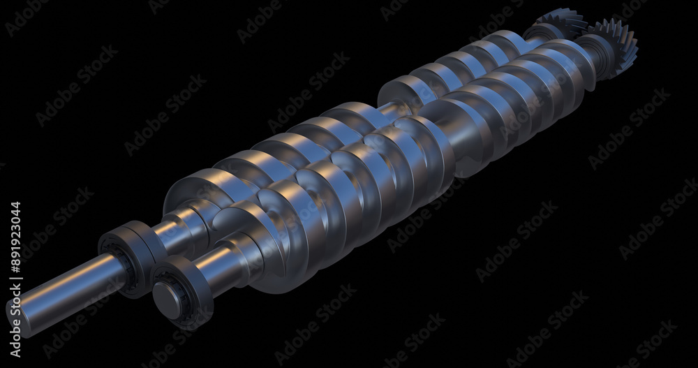 Twin screw pump/compressor animation; double screw rotor rotation ...