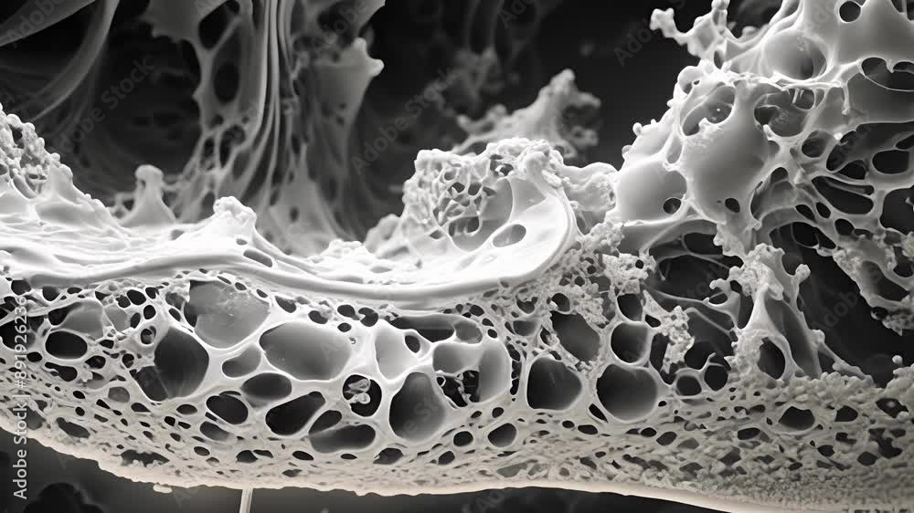 An electron microscope image shows the dense and tightlypacked collagen ...