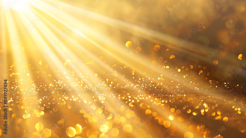 Natural light lens flare effect on a gold background, simulating sun ...