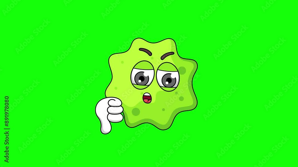 splat cartoon with thumb-down hand, emoji green screen animation Stock ...