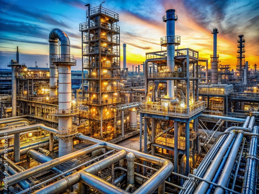 Large-scale industrial complex for petrochemical processing featuring ...