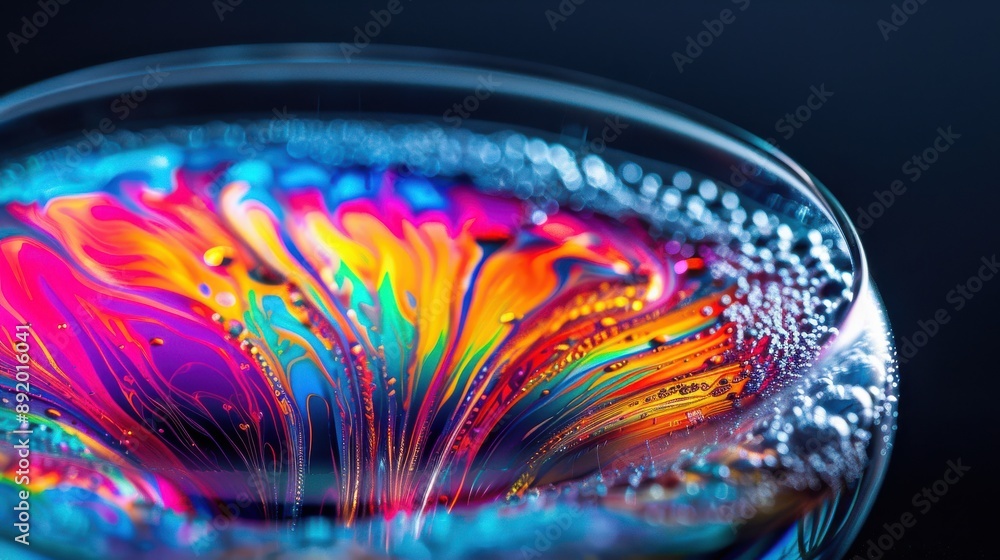 Soap bubble's surface, swirling iridescent colors and thin-film ...