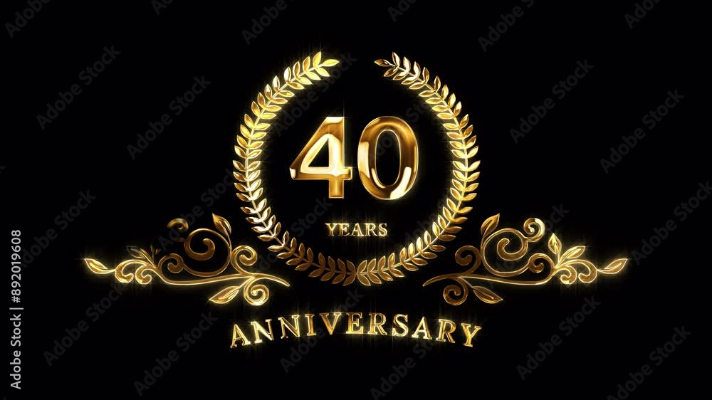 40th Anniversary Celebration. Golden 40 Years Anniversary Animation in ...