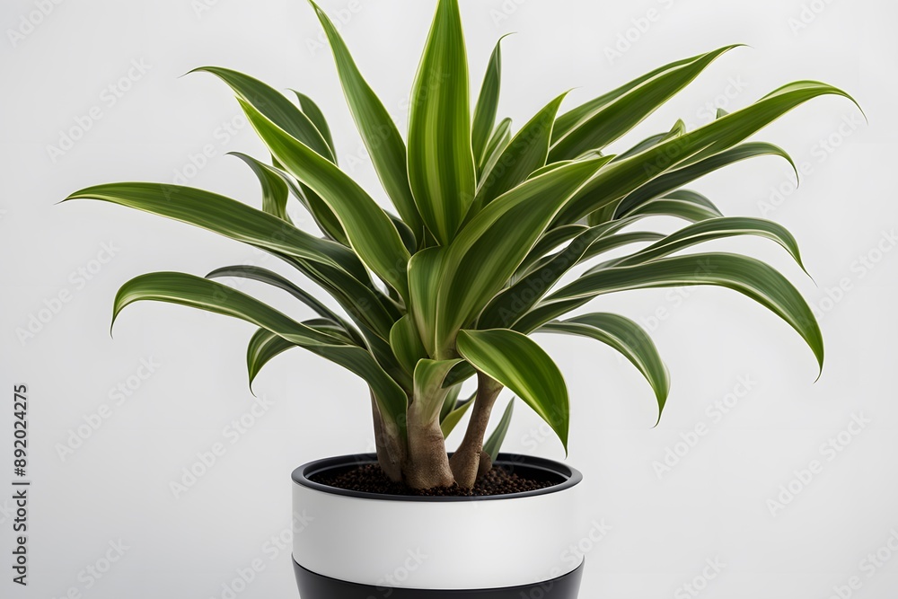 Dracaena fragrans janet lind plant in pot plain background, AI ...