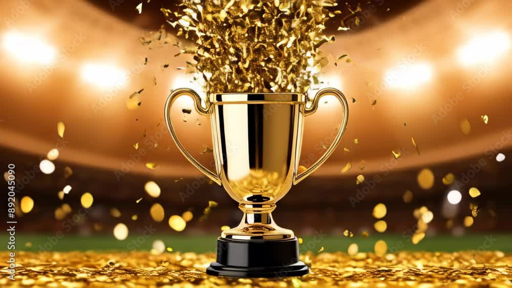 Football Champion Cup. Golden trophy cup for football Championship in ...