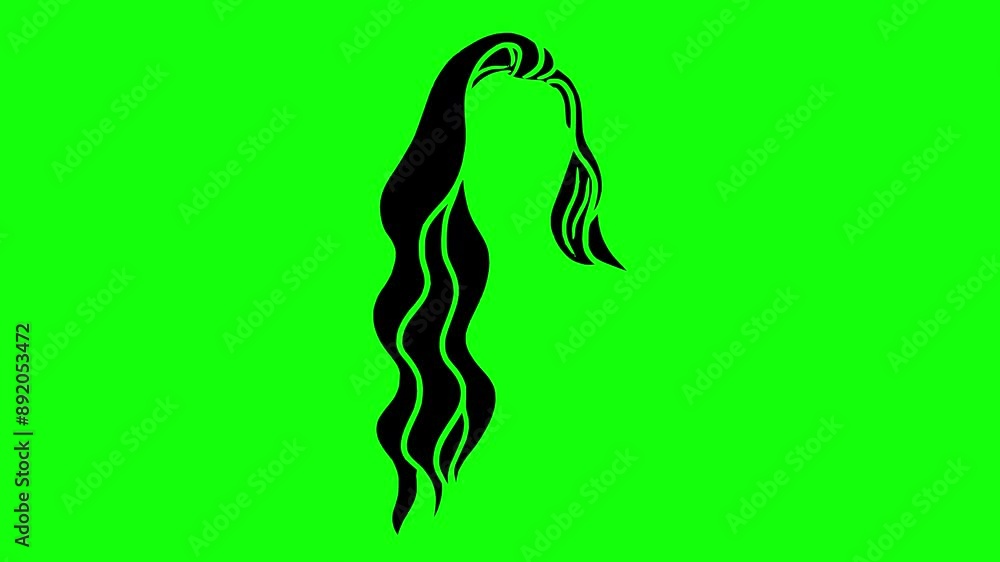 wavy illustration video animation curly long fashion silhouette ...